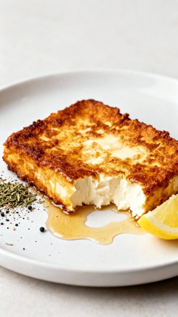 Crispy Greek Saganaki Recipe | Golden Fried Feta Cheese Greek Appetizer ...