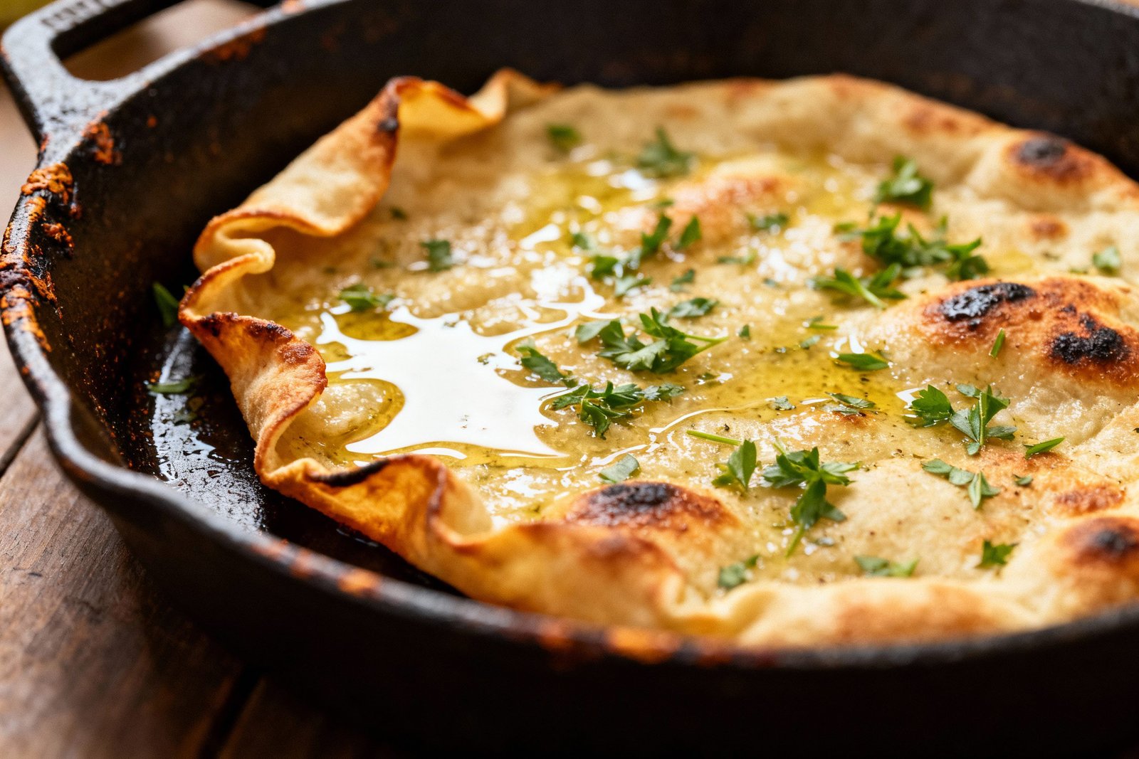 Easy Garlic Flatbread Recipe | No-Knead Liquid Batter Flatbread – Cozy ...